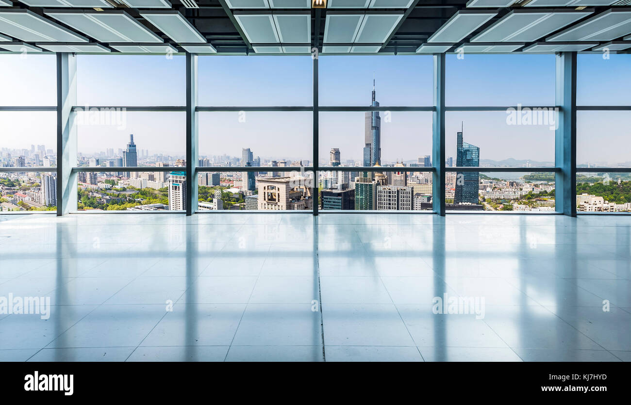 Panoramic skyline and buildings from glass window Stock Photo - Alamy