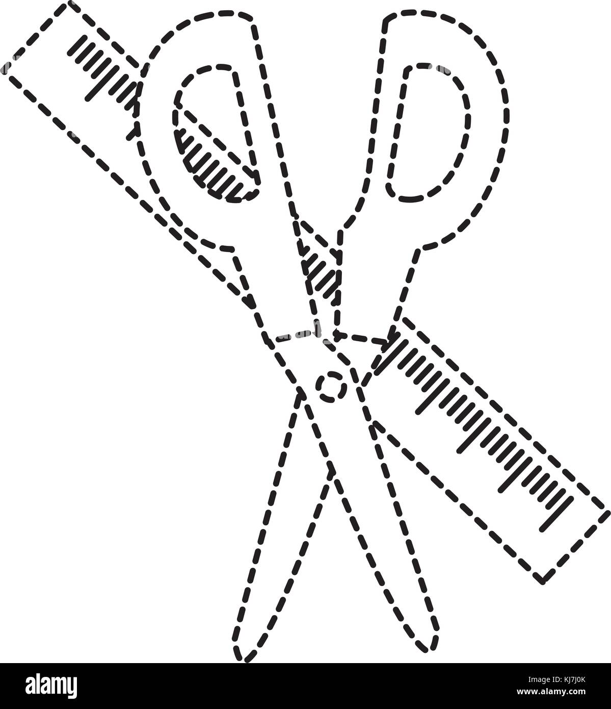 Scissor and ruler of tool instrument and cut theme Isolated design ...