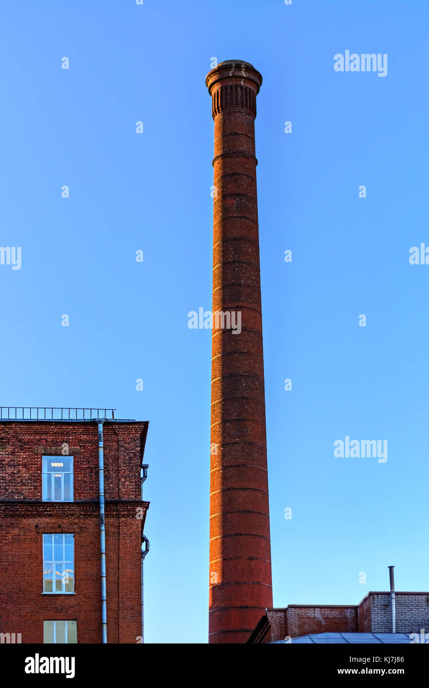 Chimney city boiler house of red brick and the red brick building on ...