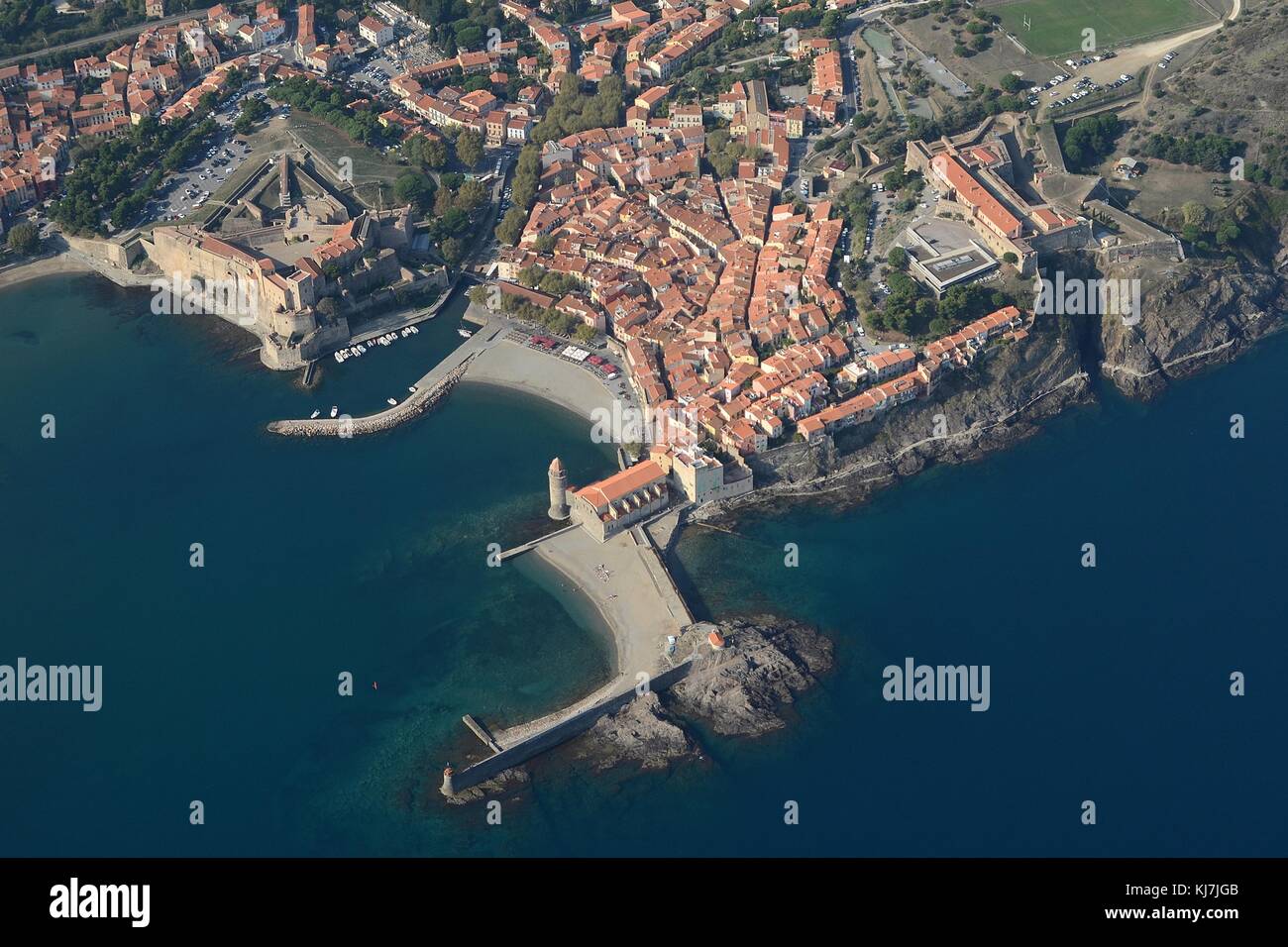 COLLIOURE SEEN FROM THE AIR Stock Photo - Alamy