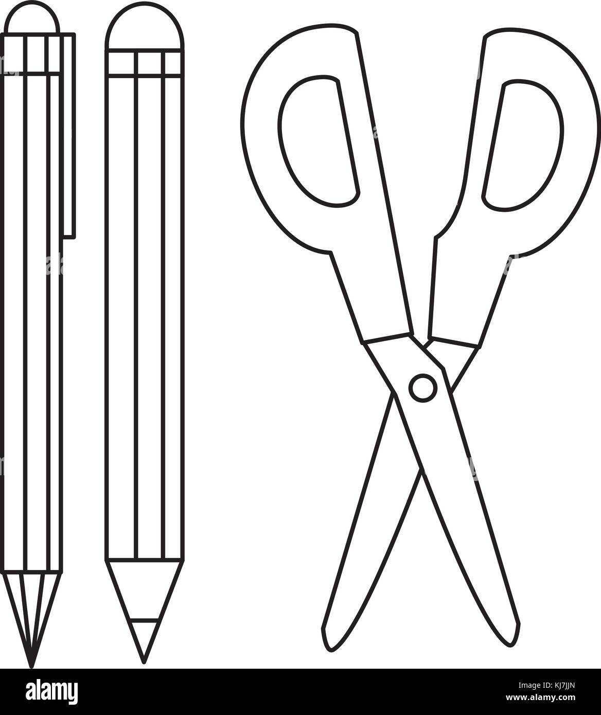 Pen pencil and scissor of tool write and office theme Isolated design ...