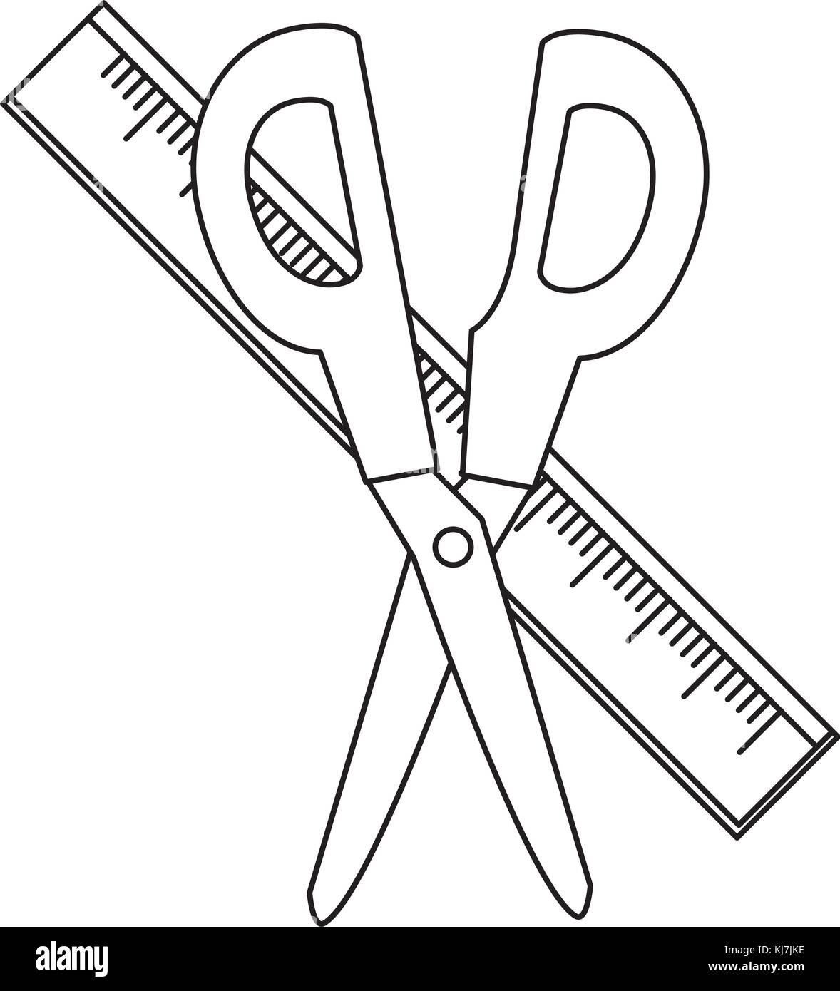 Scissor and ruler of tool instrument and cut theme Isolated design ...