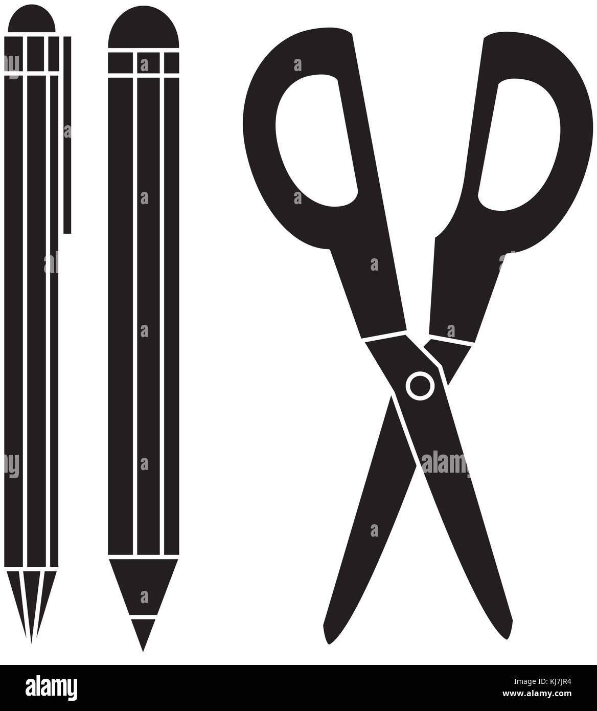 Pen pencil and scissor of tool write and office theme Isolated design ...
