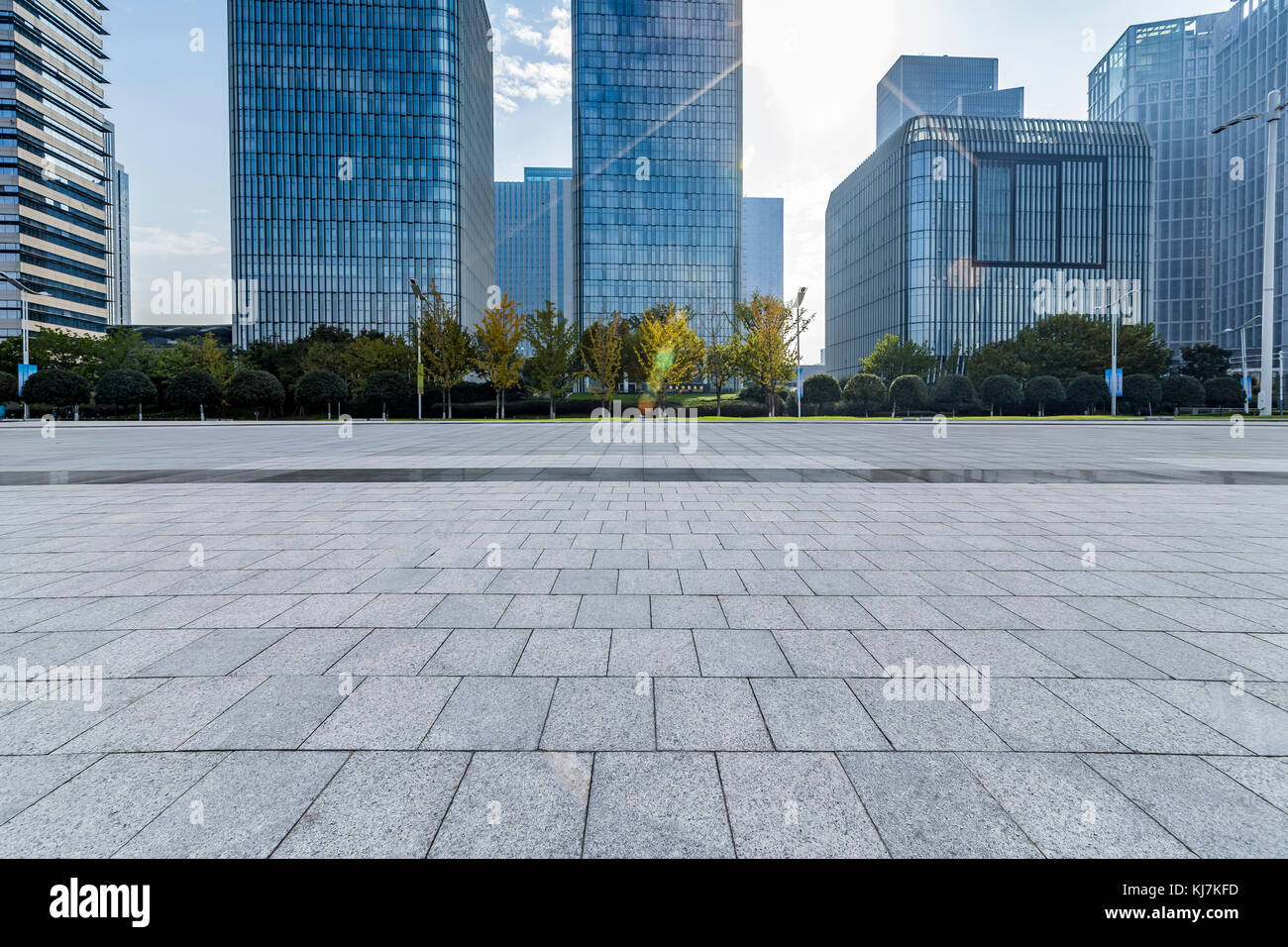Empty floor with modern business office building Stock Photo - Alamy