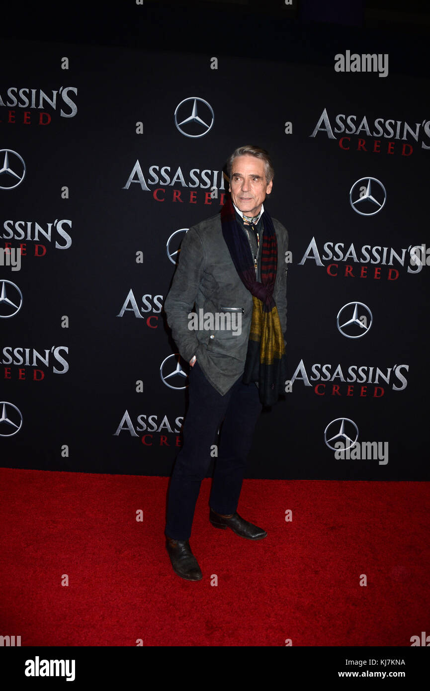 NEW YORK, NY - DECEMBER 13: Jeremy Irons attends 'Assassin's Creed' New ...