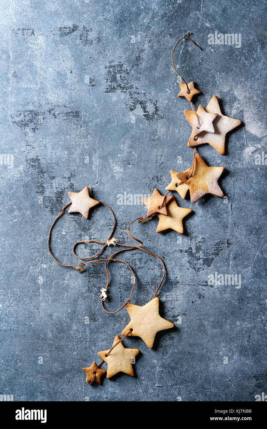 Homemade shortbread star shape sugar cookies different size with sugar ...