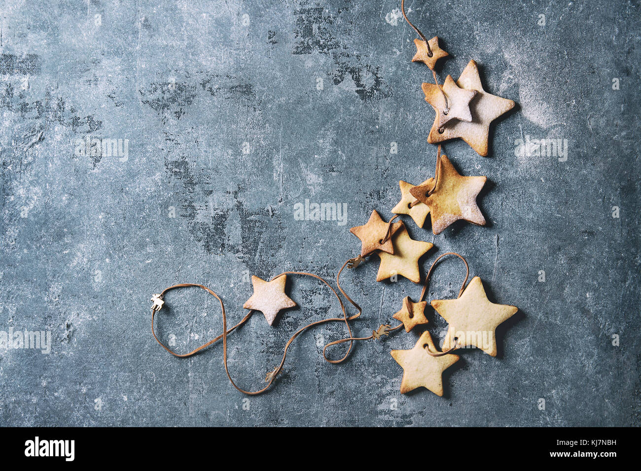 Homemade shortbread star shape sugar cookies different size with sugar ...