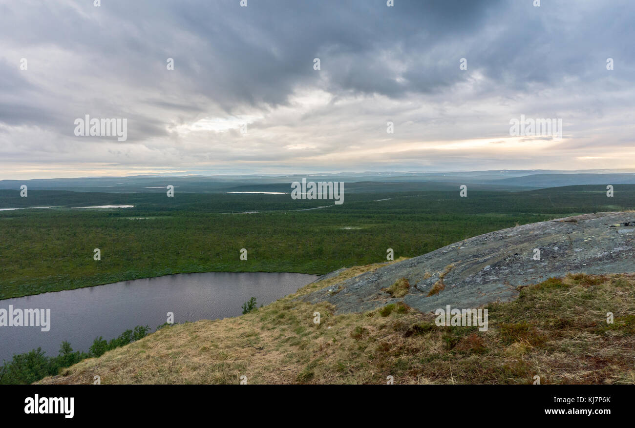 Landscape of the tundra at sunset, Finnmark, nothern Norway Stock Photo ...