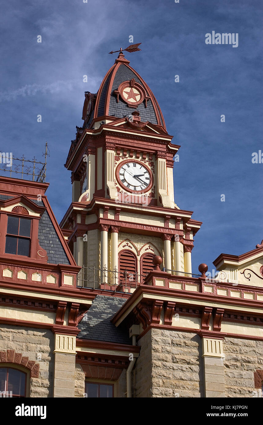 Courthouse official government building with clock and rock walls Stock ...