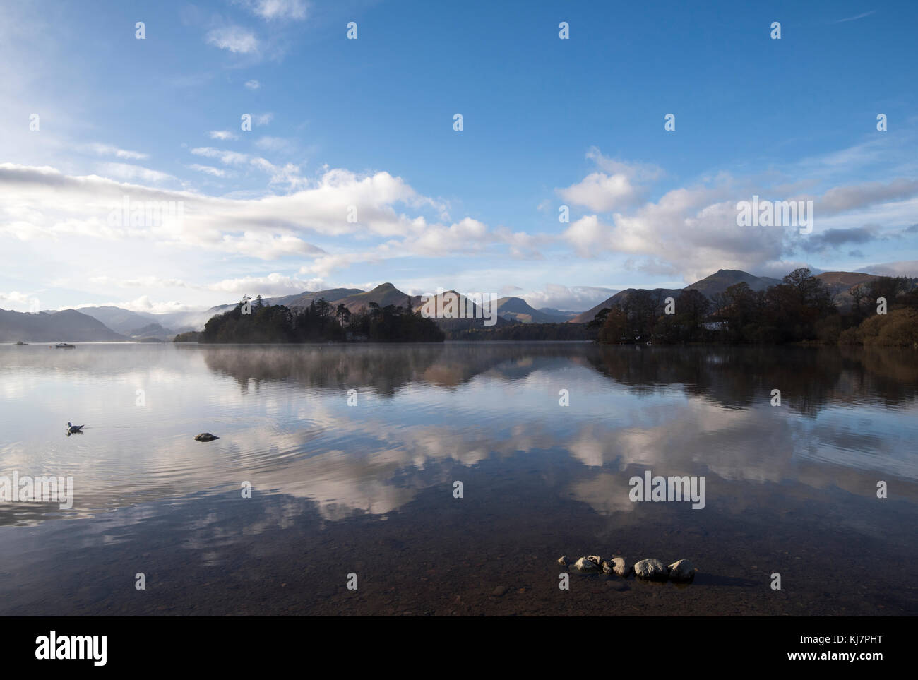 Reflections on Derwentwater in the Lake District, Keswick Cumbria ...