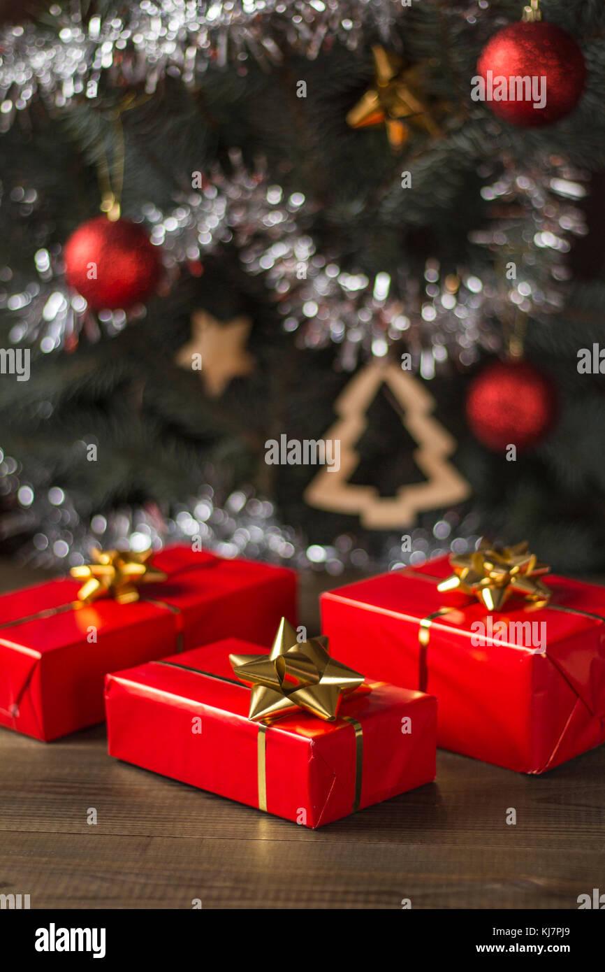christmas gift under christmas tree Stock Photo - Alamy
