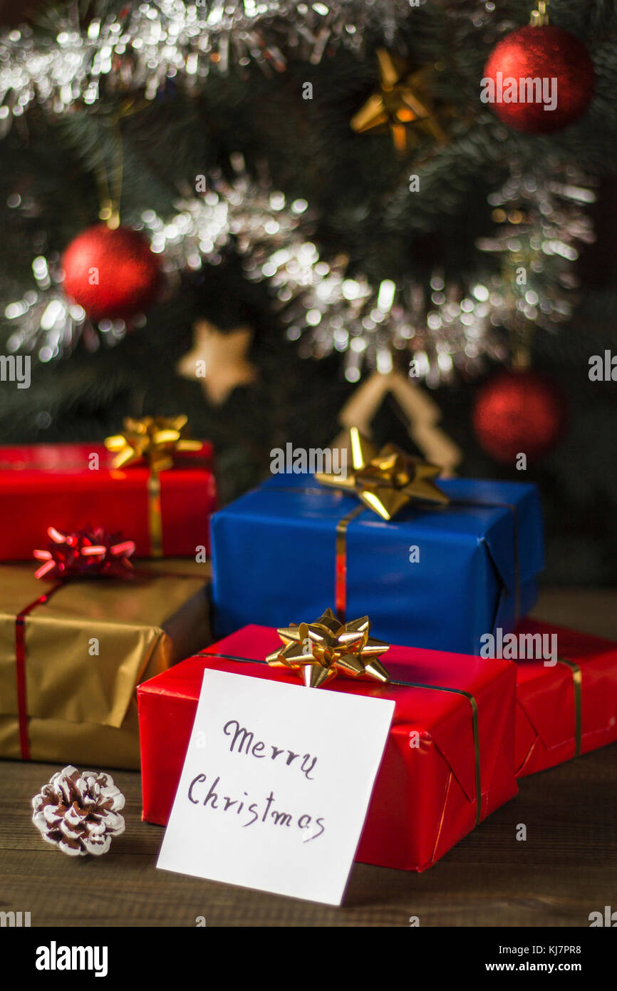 christmas gift under christmas tree Stock Photo - Alamy