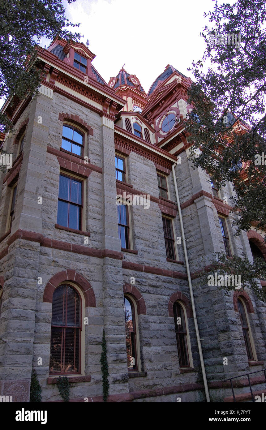 Courthouse official government building with clock and rock walls Stock ...