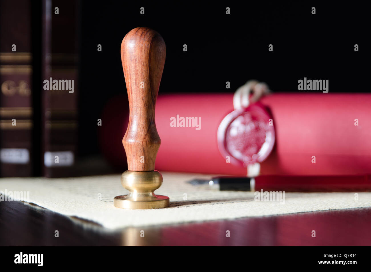 Law, attorney, notary public stamp and pen on desk. law will notary ...