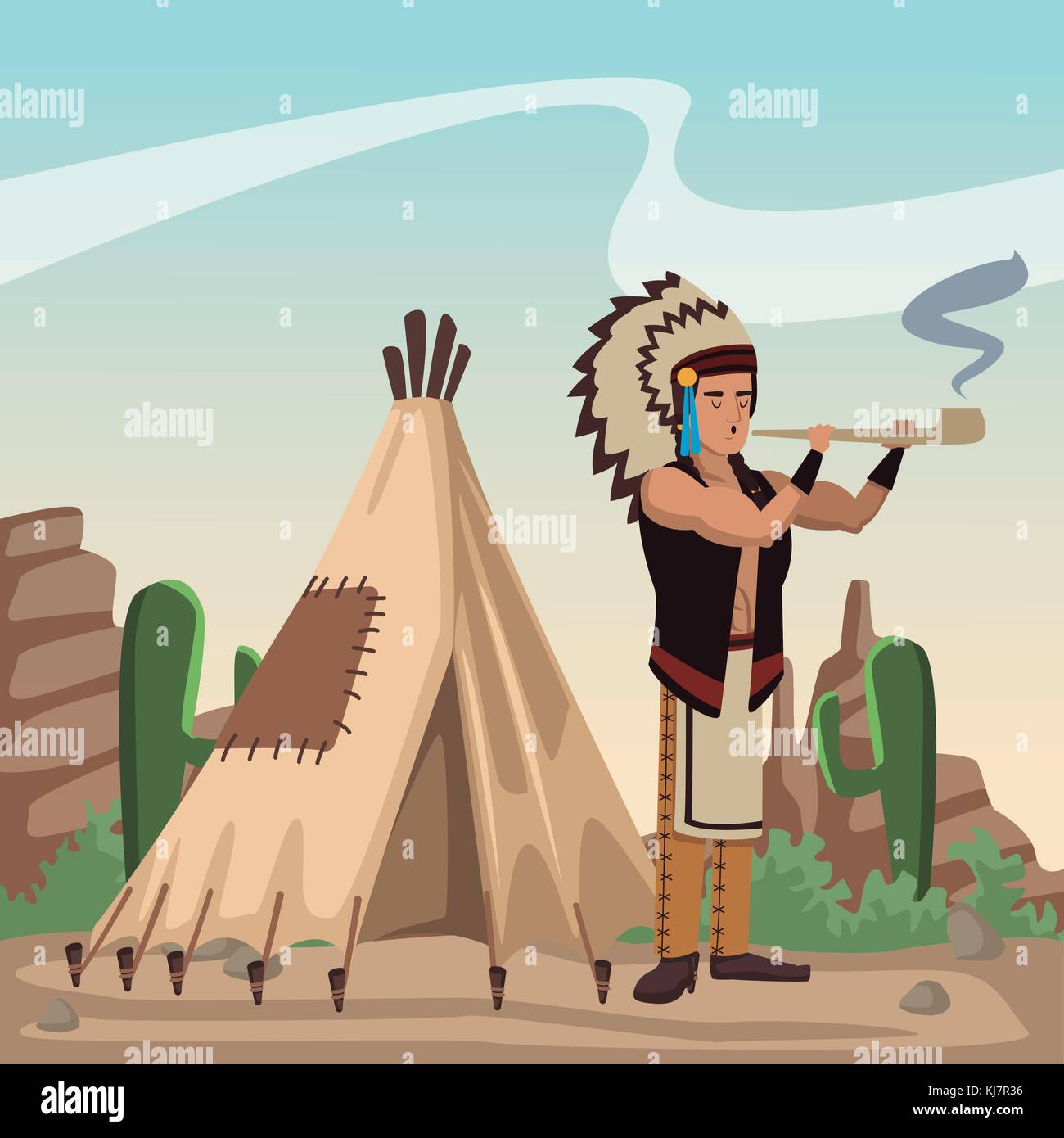 American indian cartoon in desert Stock Vector Image & Art - Alamy
