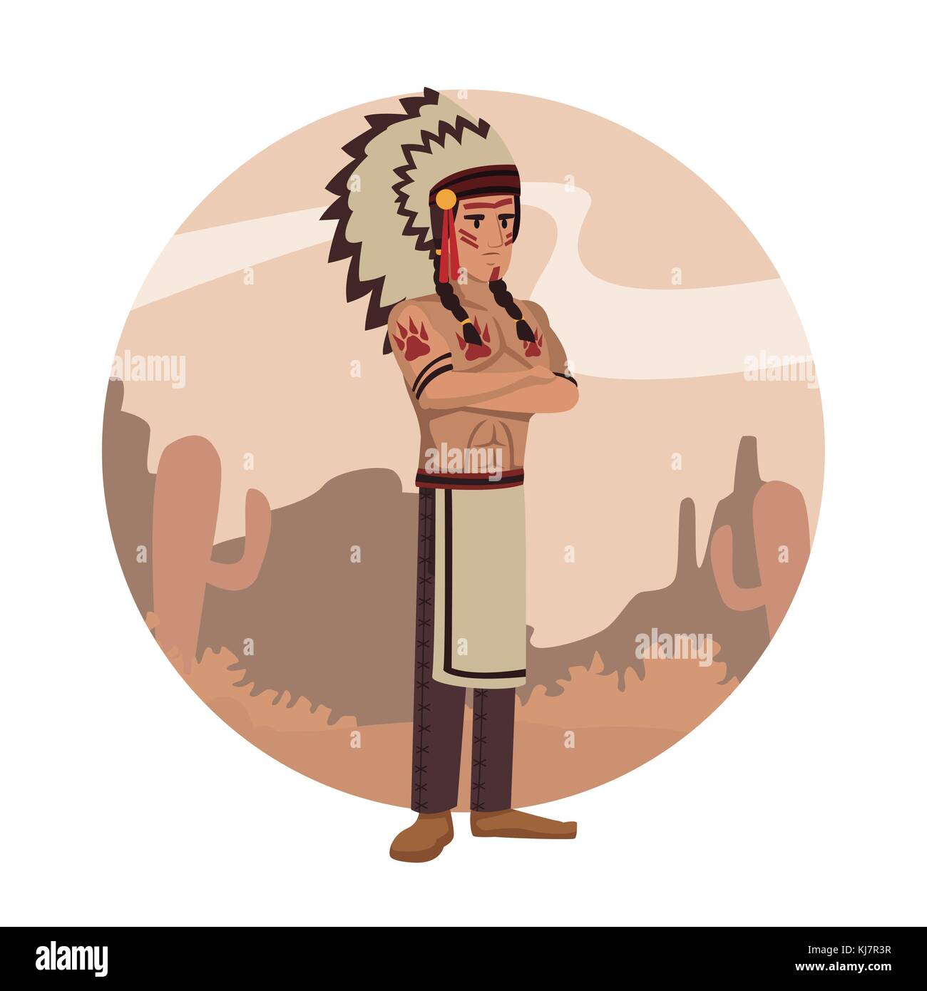 American Indian Headdress Cartoon Icon High Resolution Stock ...
