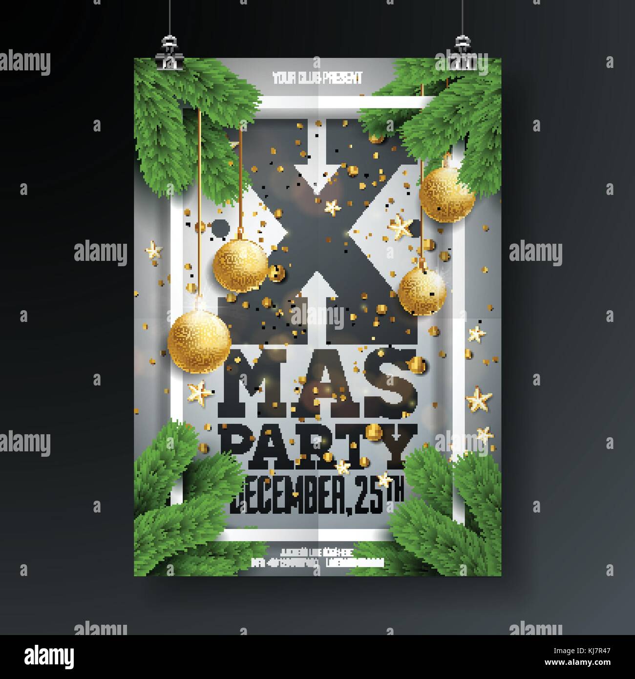 Vector Christmas Party Flyer Design with Holiday Typography Elements ...