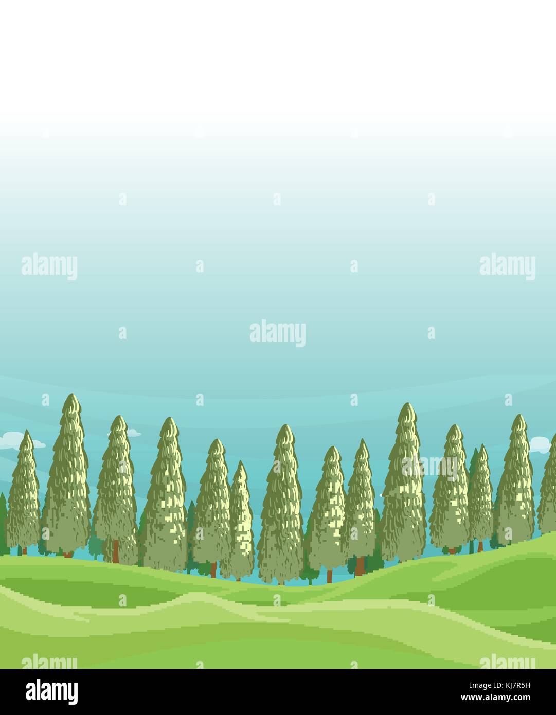 Illustration of a field with pine trees Stock Vector Image & Art - Alamy