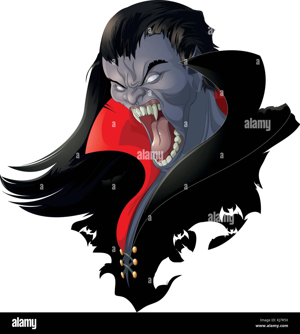 angry vampire in hood painted on white background Stock Vector Image ...
