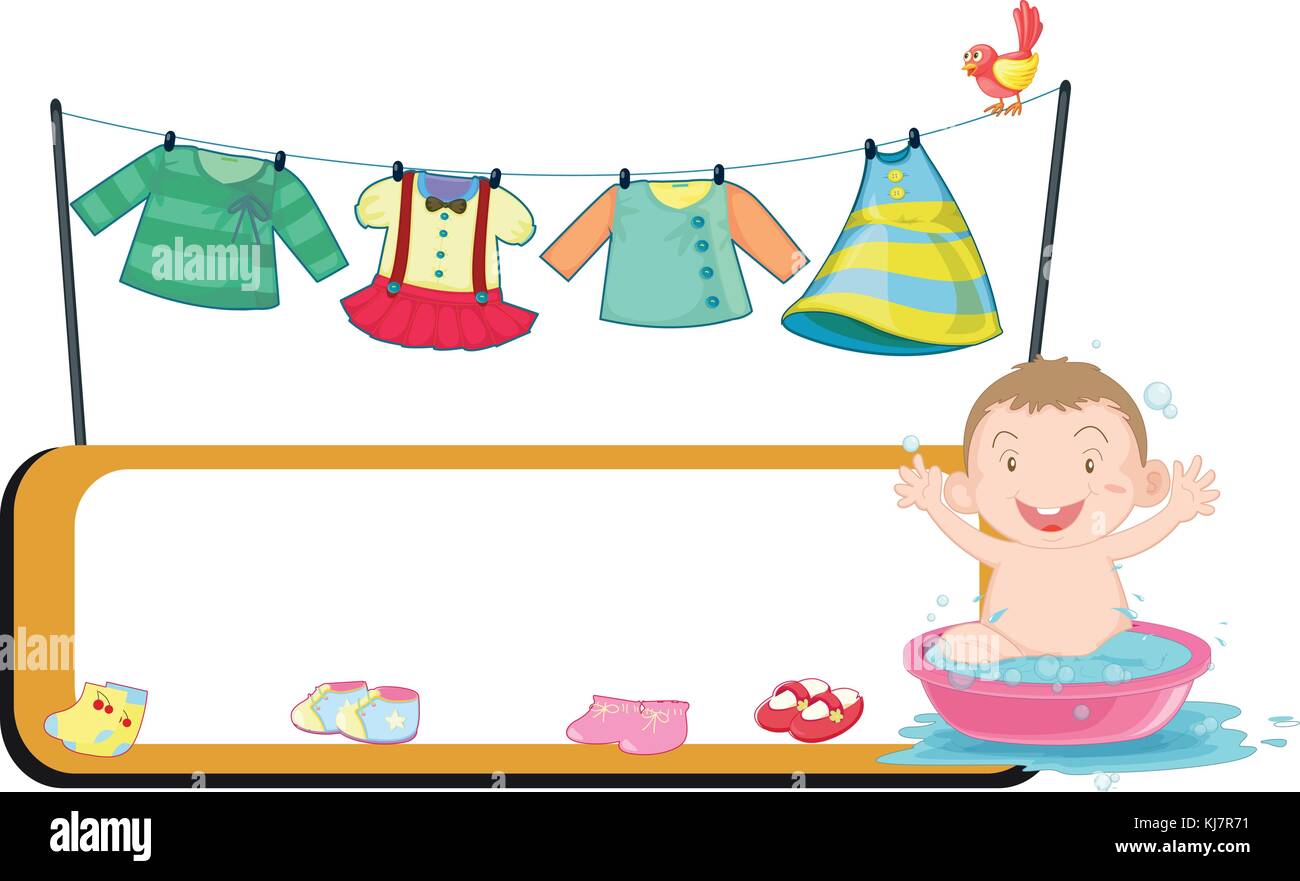 Baby in a basin Stock Vector Images - Alamy