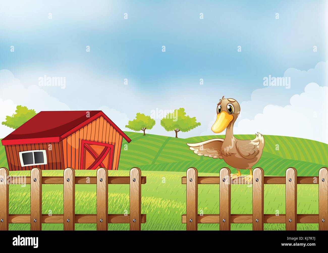 Illustration of a duck at the farm Stock Vector Image & Art - Alamy