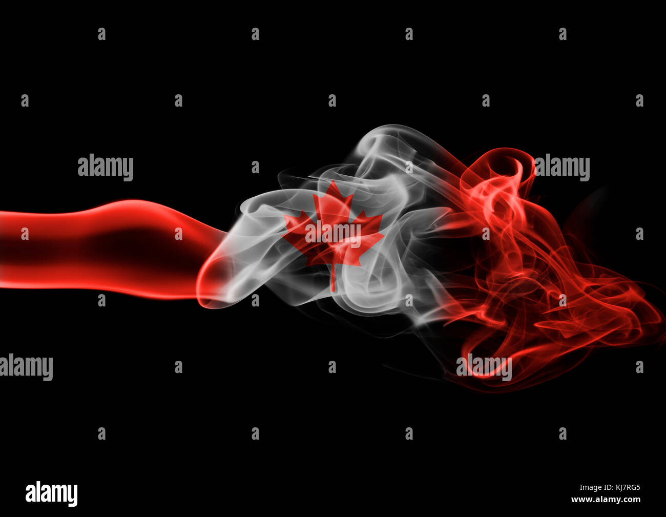 National smoke flag of Canada isolated on black background Stock Photo ...
