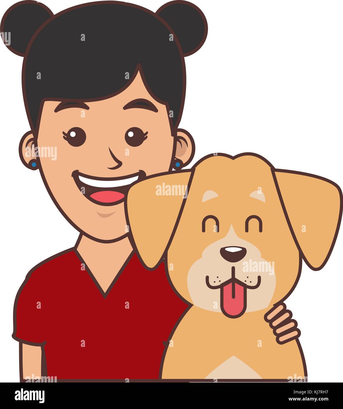 Girl with dog cartoon Stock Vector Image & Art - Alamy