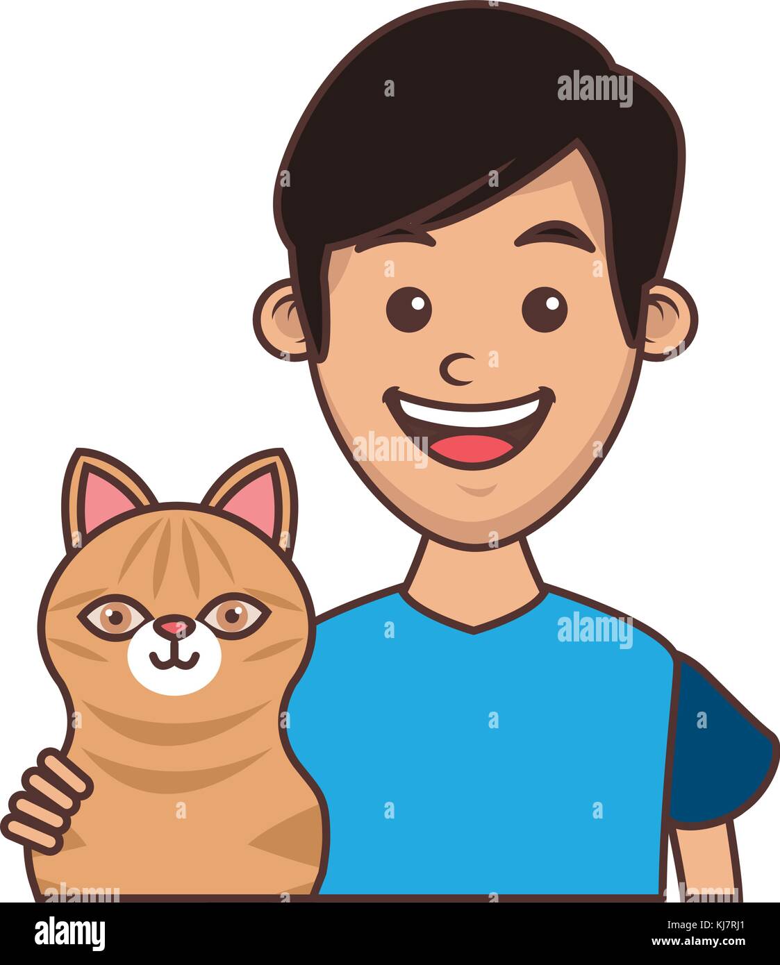 Boy with cat Stock Vector Image & Art - Alamy