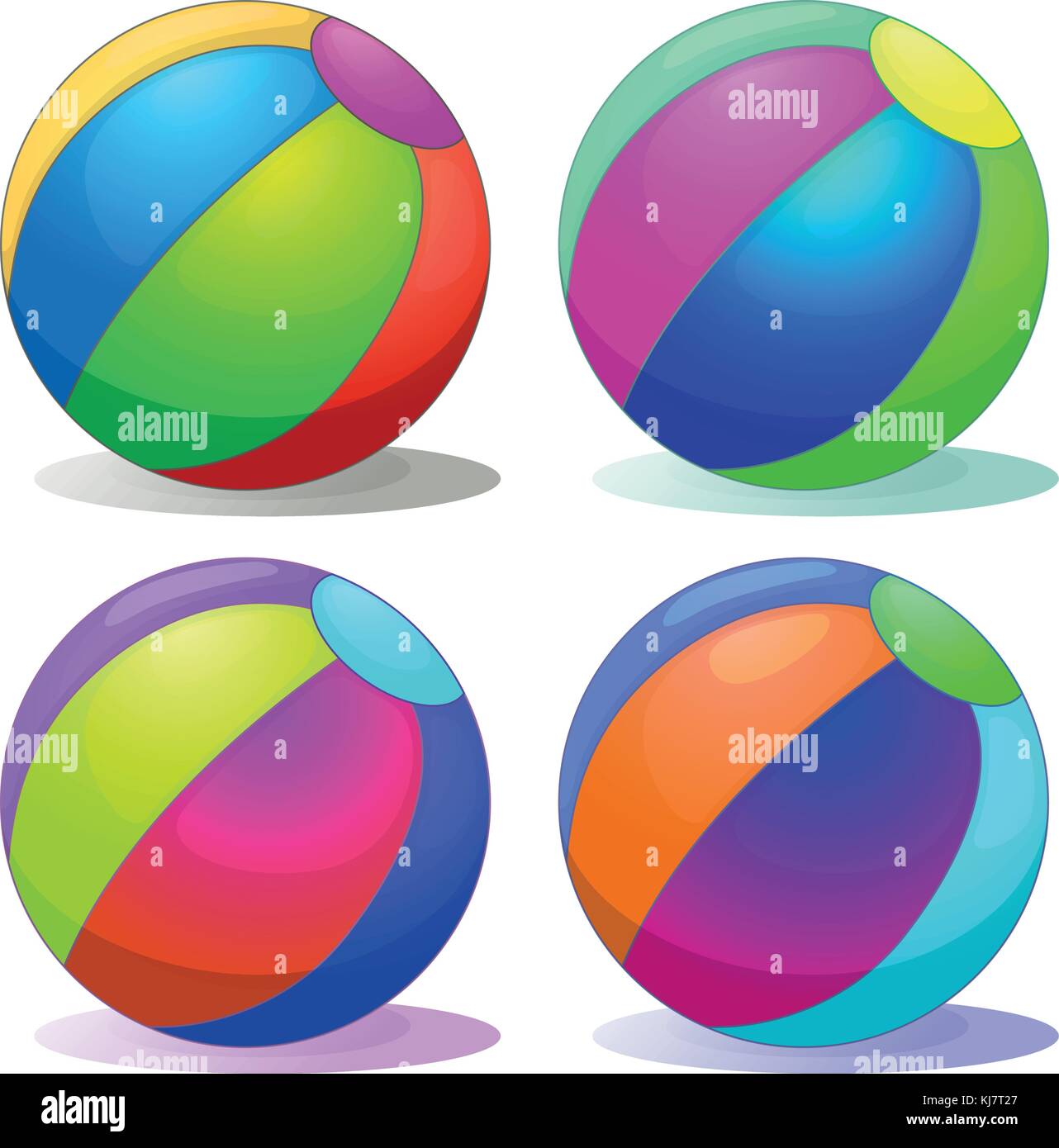 Illustration of the four colorful inflatable balls on a white ...