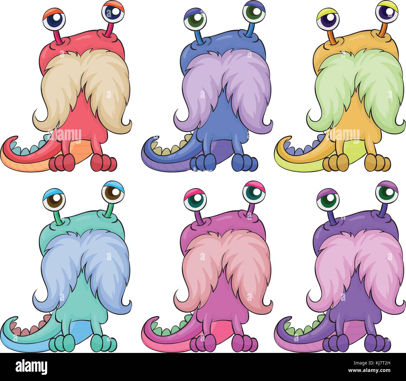 Illustration of the six monsters with beards on a white background ...