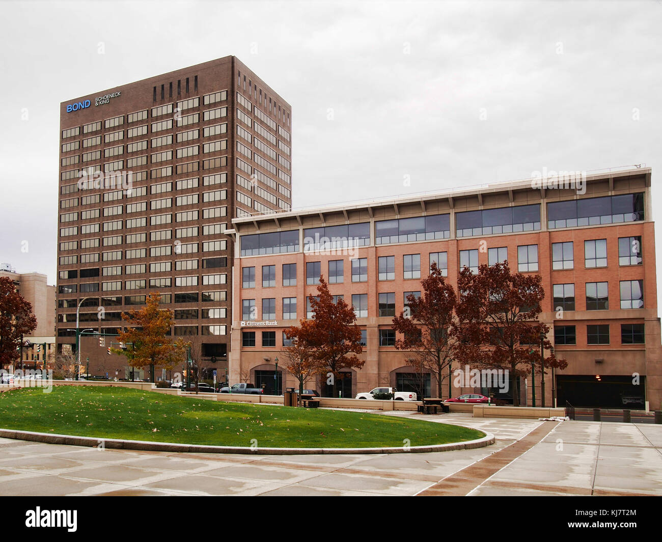 Syracuse, New York, USA. November 18, 2017. View of office buildings ...