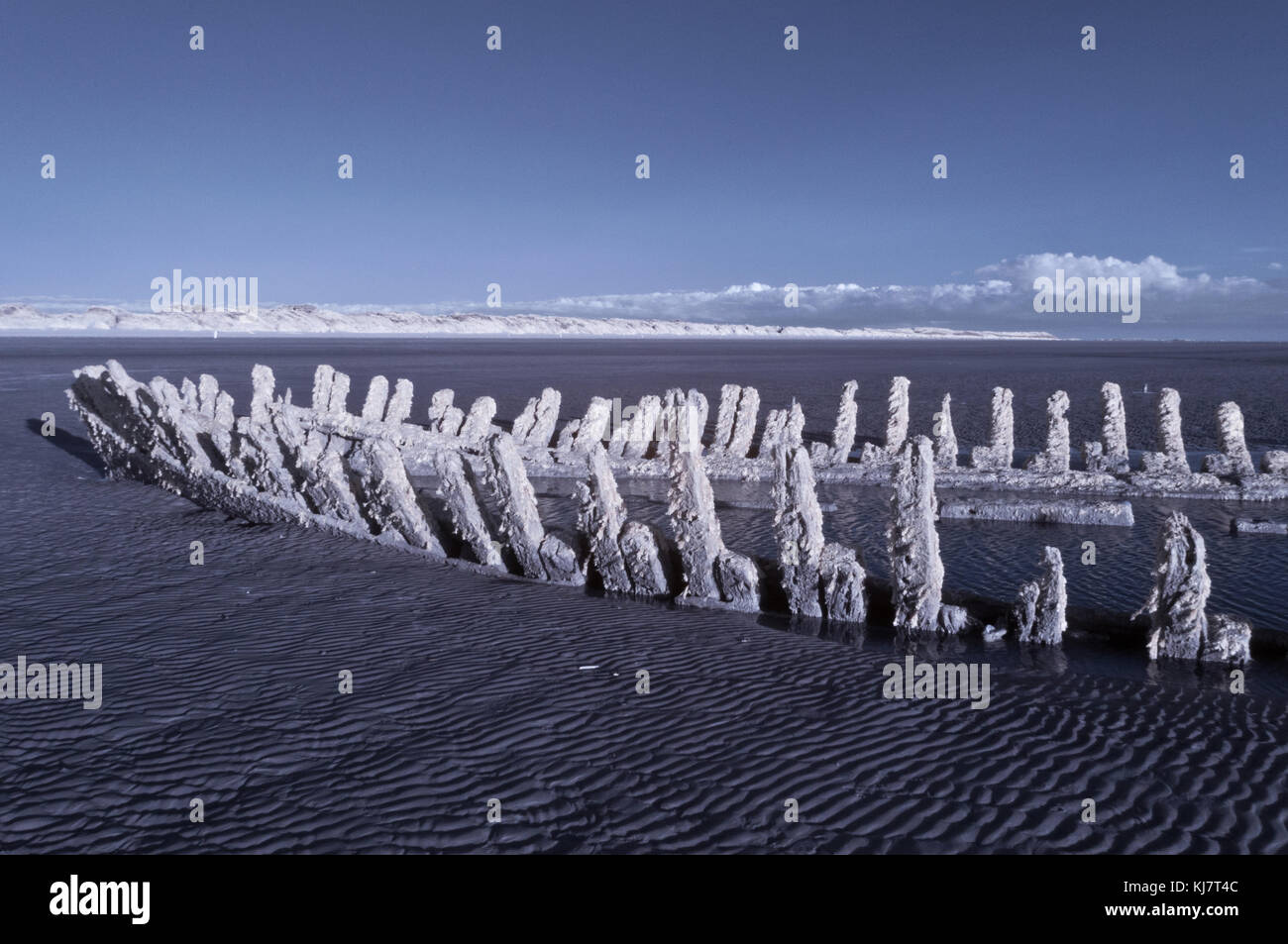 infrared picture of the exposed wreck of the wooden Norwegian barque SS ...
