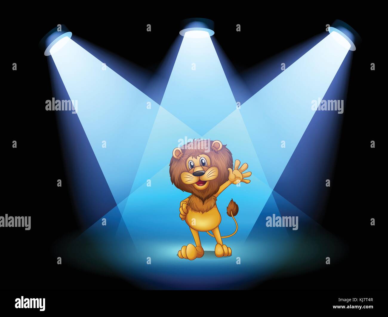 Illustration of a stage with a lion waving in the middle Stock Vector ...