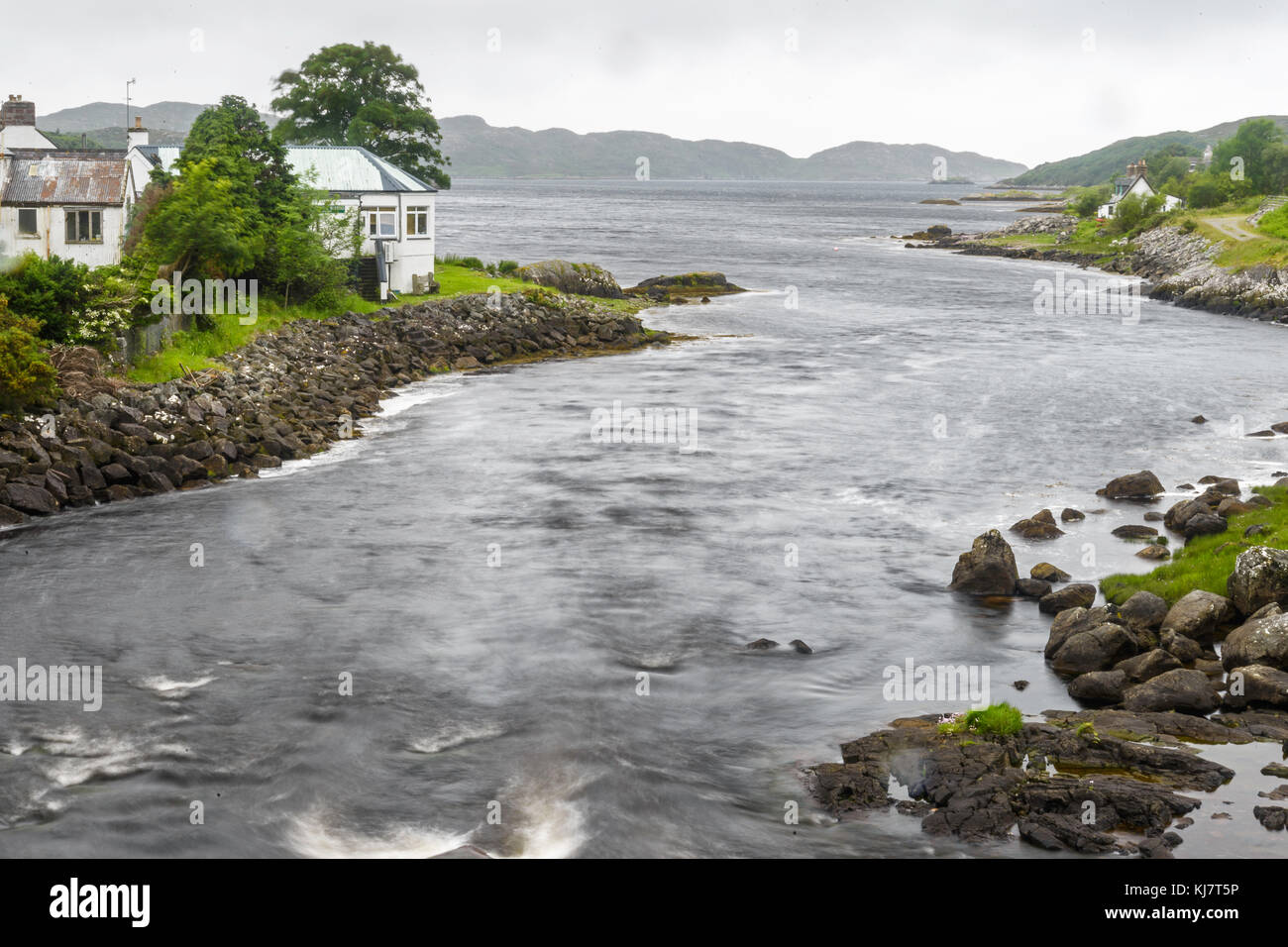 river inver at the mouth of loch Inver close to Lochinver village Stock ...