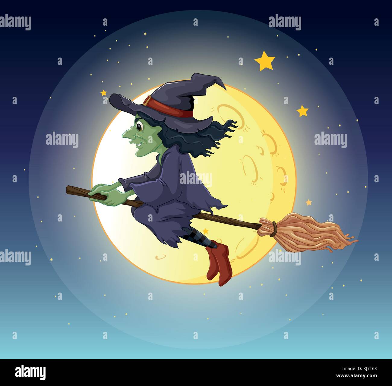 Illustration of a witch riding with her broomstick Stock Vector Image ...
