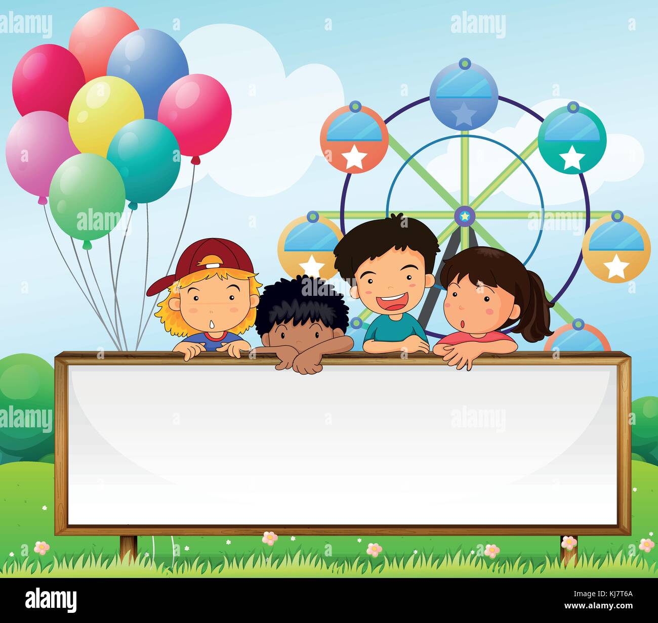 Group kids holding blank sign hi-res stock photography and images - Alamy
