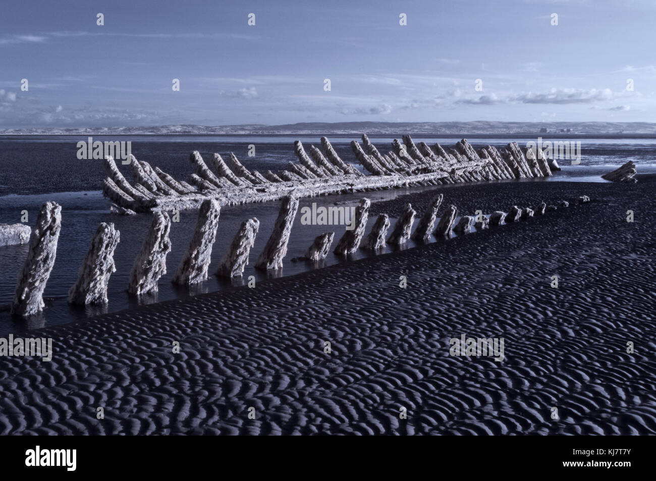 infrared picture of the exposed wreck of the wooden Norwegian barque SS ...