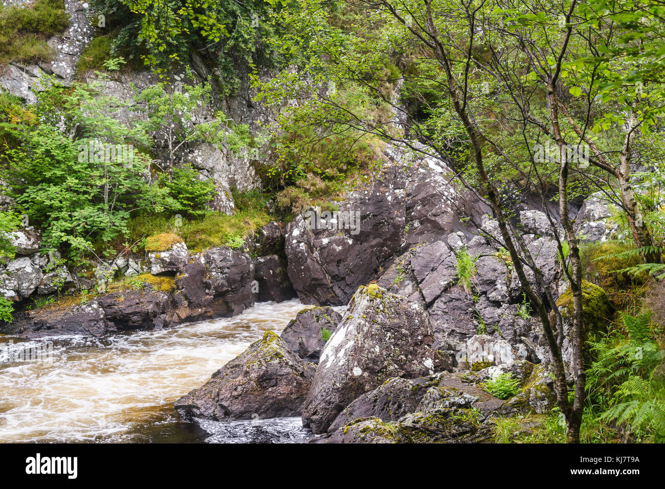 river inver at the mouth of loch Inver close to Lochinver village Stock ...