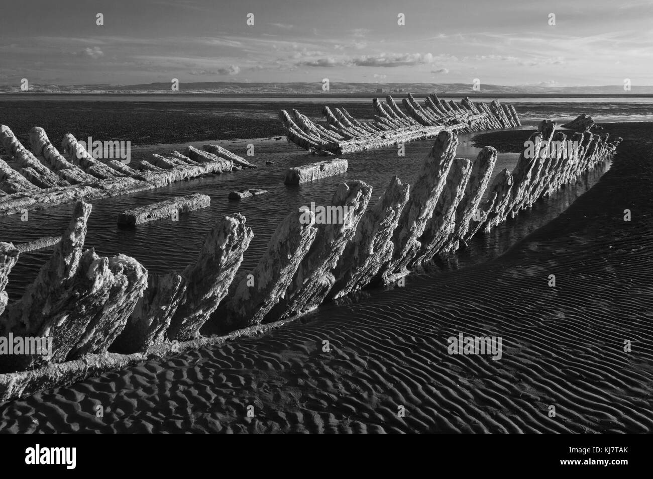 infrared picture of the exposed wreck of the wooden Norwegian barque SS ...