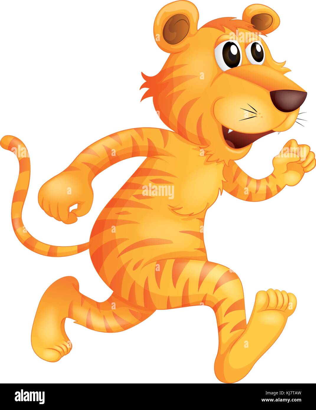 Illustration of a young tiger running on a white background Stock ...