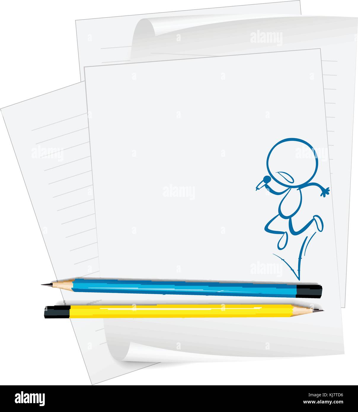 Illustration of a paper with a drawing of a boy singing on a white ...