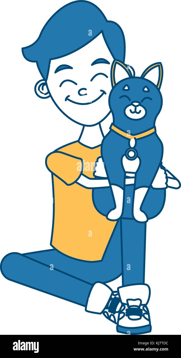 Boy with cute cat Stock Vector Image & Art - Alamy