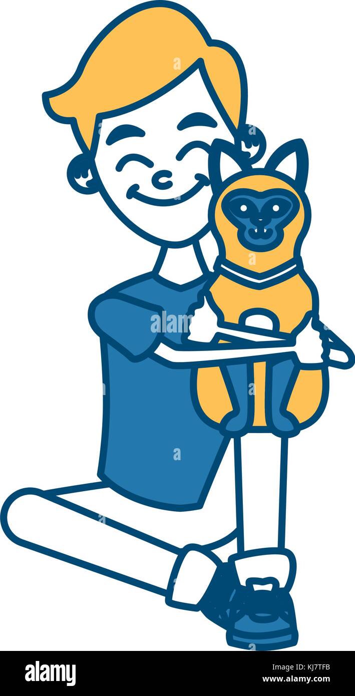 Boy with cute cat Stock Vector Image & Art - Alamy