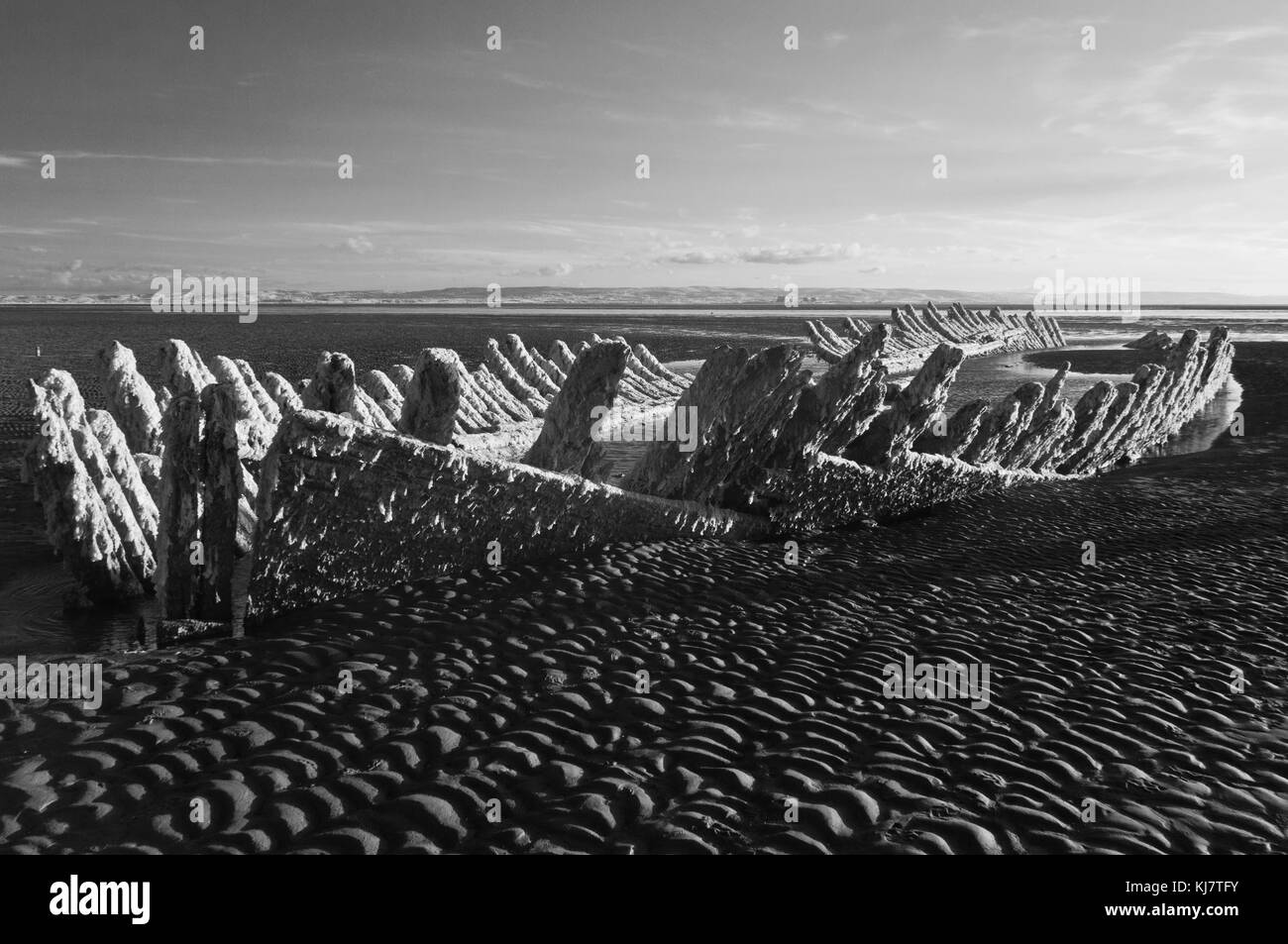 infrared picture of the exposed wreck of the wooden Norwegian barque SS ...