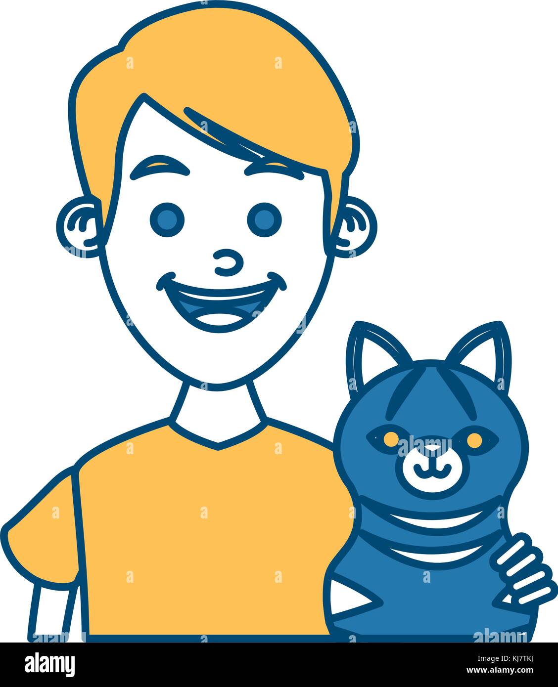 Boy with cat Stock Vector Image & Art - Alamy