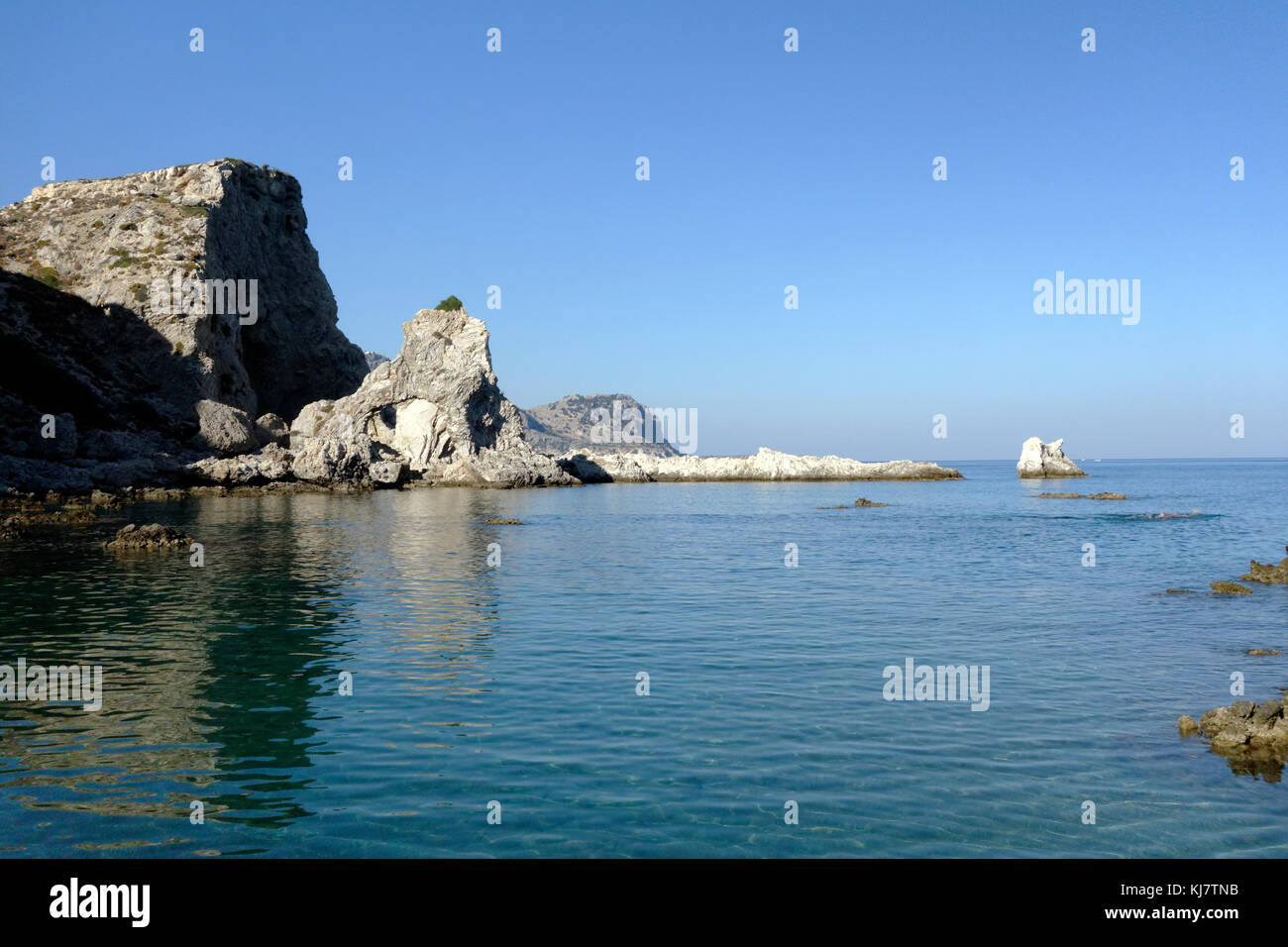 Sea arch, Grande Blue Bay, Stegna, Archangelos, Rhodes, Dodecanese ...