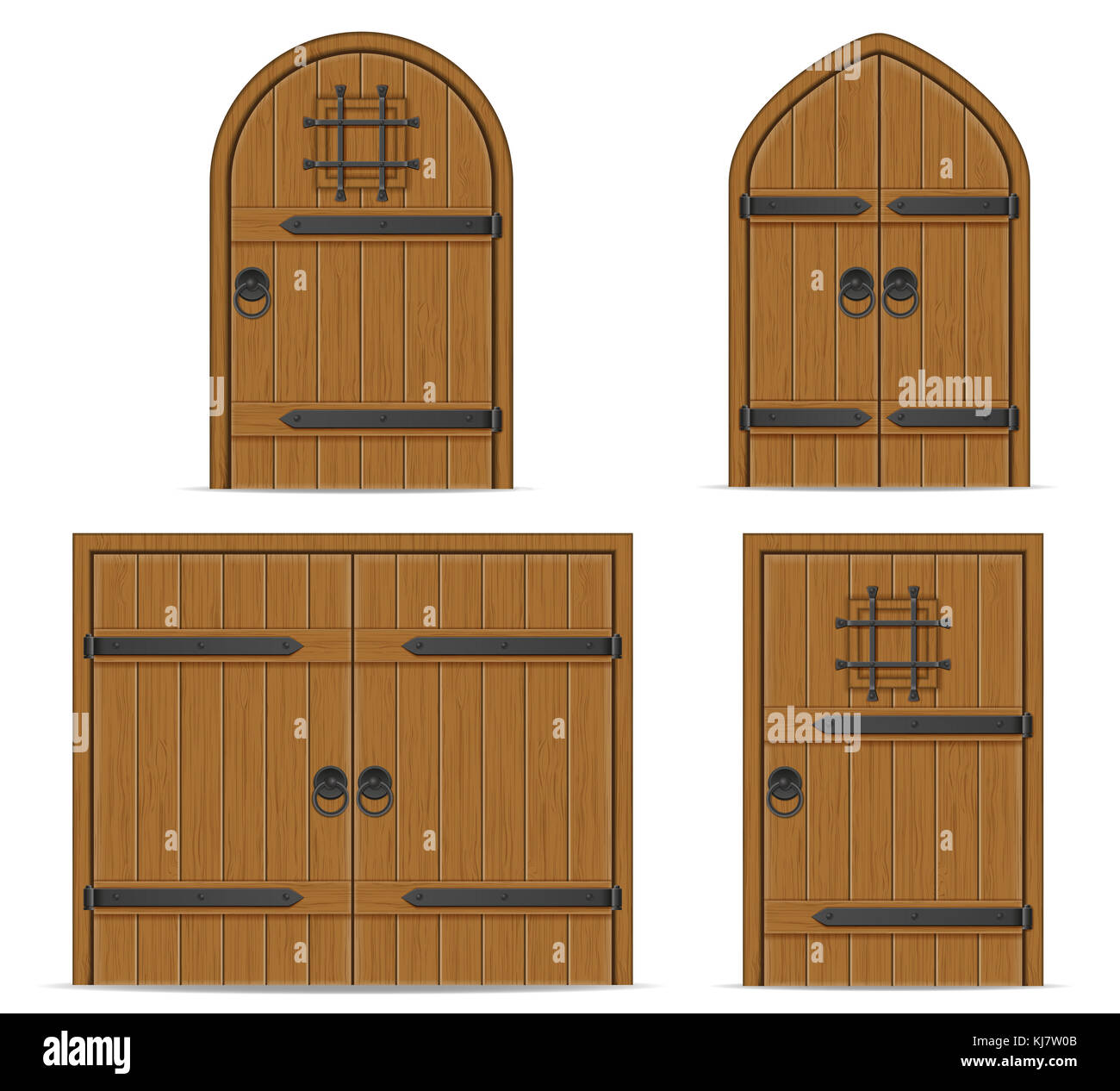 old wooden door vector illustration isolated on white background Stock ...