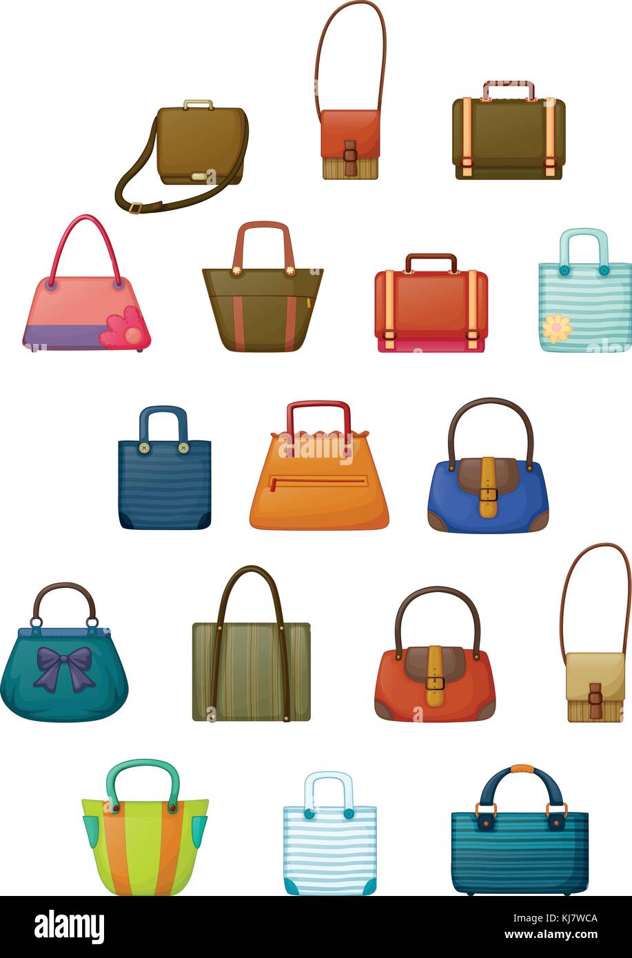 Illustration of of the different designs of bags on a white background ...