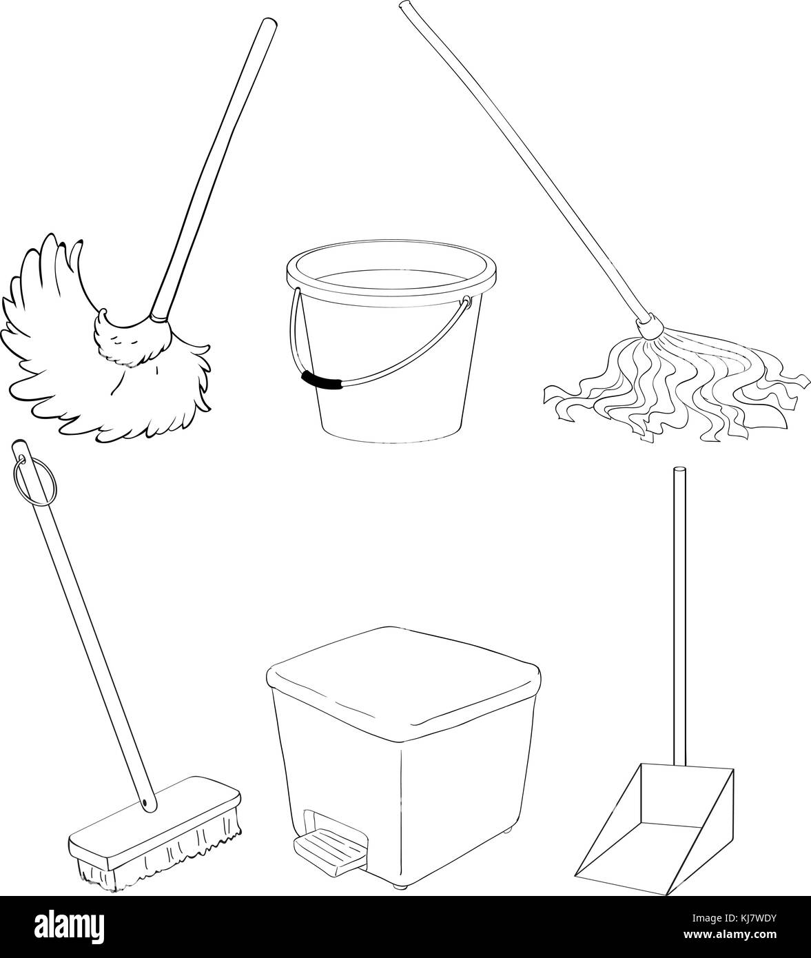 Illustration of the silhouettes of the different cleaning materials ...