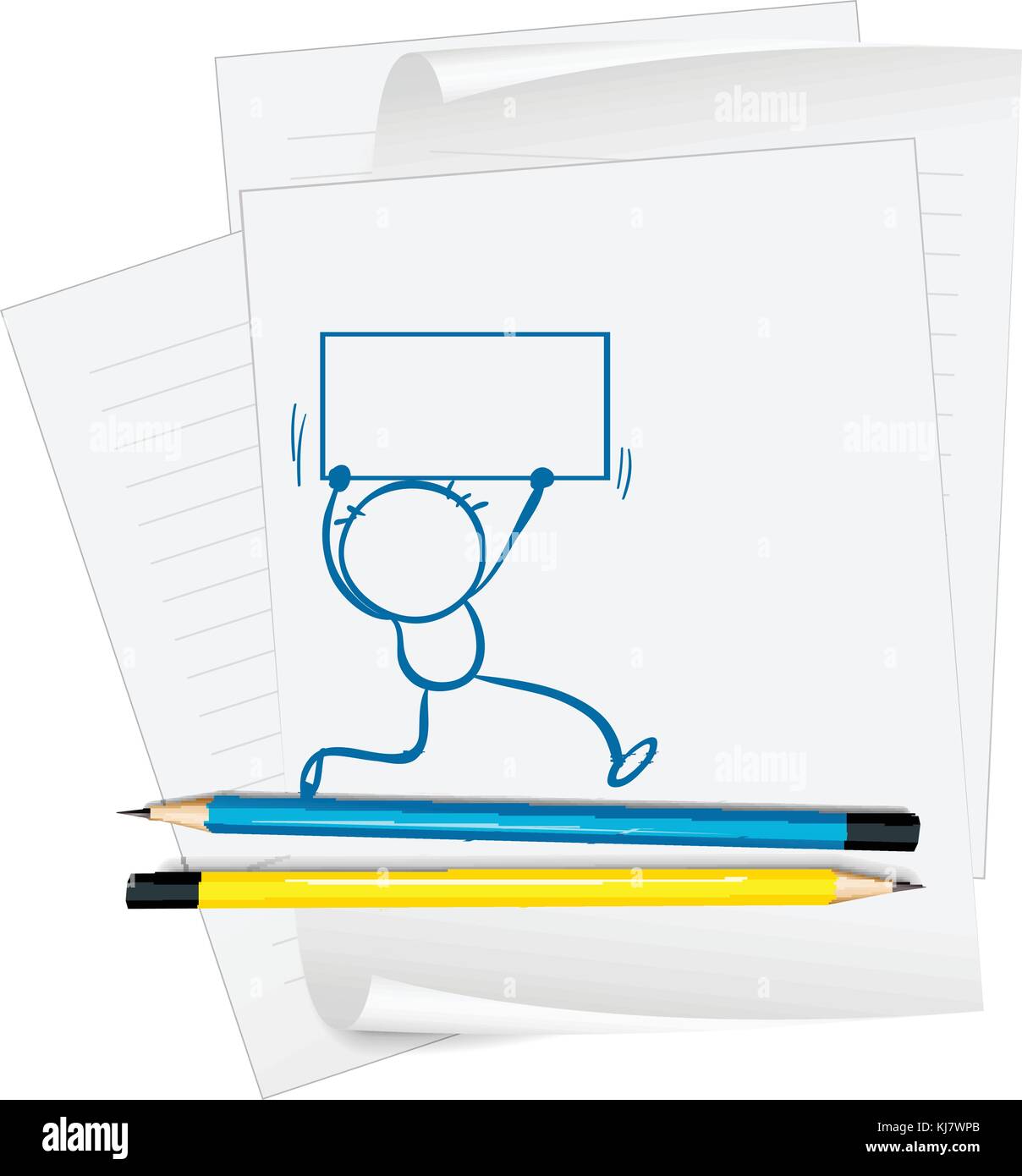 Illustration of a paper with a drawing of a boy holding a signage on a ...